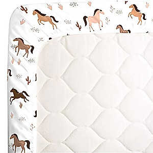 NoJo Desert Sunset Horse Tan, Taupe, Brown & White Super Soft Fitted Mini Crib Sheet, Tan, Brown, Grey, White