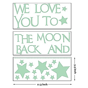 Nursery Wall Decals Glowing Words Stickers - WE Love You to The Moon and Back - Words Glow in The Dark with Stars Around Wallpaper for Kids Bedroom Ceiling