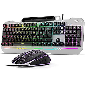 AULA Gaming Keyboard and Mouse Combo, RGB Backlit Computer Keyboard and Gaming Mouse, Wired Gaming Keyboard Set for Windows PC Gamers