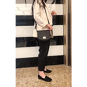 FEVERSOLE Crossbody Bag PU Leather Women Retro Small Saddle Satchel Shoulder Bag Tote With Long Adjustable Strap Black