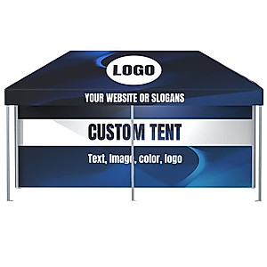 LANTENTSUN 10X20ft Custom Canopy Pop Up Tent Kit for Tradeshow Advertising Gazebos with Wall and Frame - Logo, Color, Words, Pictures