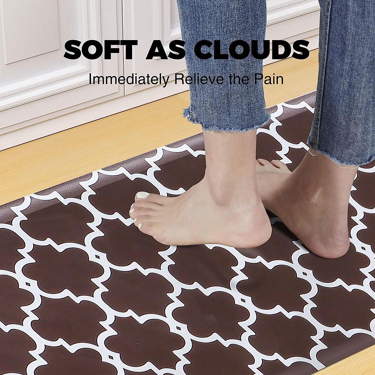 VRINO 0.75 InchThick Anti Fatigue Mats for Kitchen Floor ， Waterproof, Non Slip, Anti Fatigue Floor Mat ， for Kitchen, Office, Sink,Red-17.3×60""