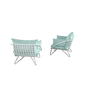 Novogratz Poolside Gossip Collection, Teddi Outdoor Lounge Chairs, 2-Piece, Aqua Haze