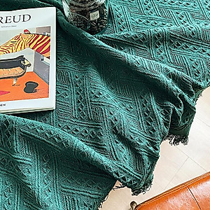 NM&DMY Premium Tassel Table Cover,French Lace Tablecloth Coffee Table Protector Tabletop Decoration Oblong Kitchen Multi-Size Table Linens-Green a 90x150cm(35x59inch)