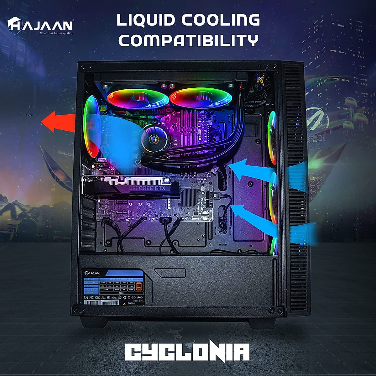 HAJAAN CYCLONIA Computer Desktop VR Gaming PC - Liquid Cooled - Intel i9-10850K 10-Core Processor Upto 5.2 GHz - RTX 3060 12GB GDDR6-64GB DDR4-2TB SSD - Windows 11 Pro