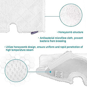 Turbokey 3 Pocket Steam Mop Pads Double-Sided Rectangle Microfiber Refill Pad for Shark Euro Pro Mops S3500 Series,S2902,S3455K,S3501,S3550,S3601,S3801,S3901,S4601,S4701,S4701D,SE450（White）