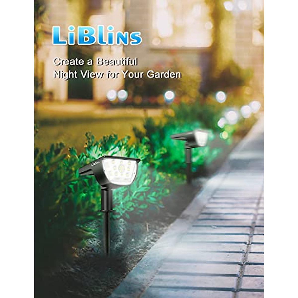 Solar Spotlights Outdoor [10 Pack/3 Lighting Modes], LiBlins Solar Light Outdoor IP67 Waterproof, Wireless Solar Landscape Spotlights, Wall & Ground Mounted for Yard Patio Pool Walkway Tree Decoration