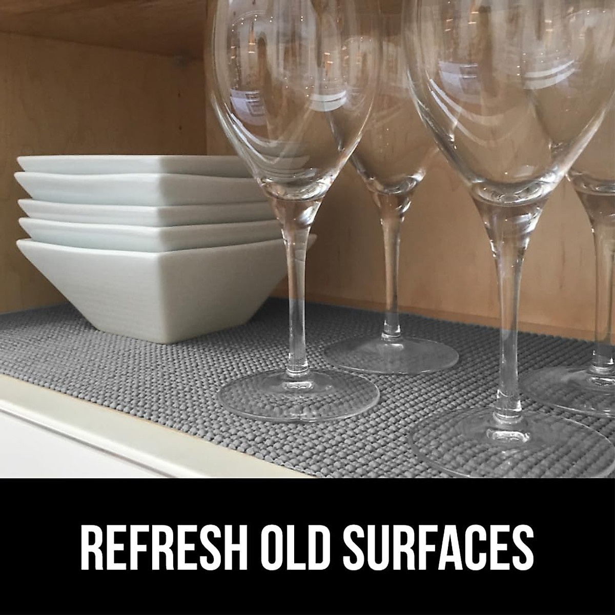 Gorilla Grip Drawer Shelf and Cabinet Liner, Thick Strong Grip, Non-Adhesive Liners Protect Kitchen Cabinets and Cupboard, Bathroom Drawers, Easy Install, Breathable Mat, 12" x20', Gray