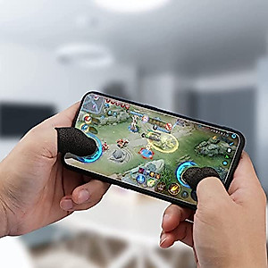 LUTER 8Pcs Finger Sleeve Anti Sweat & Slippery Mobile Gaming Finger Sleeve Silver Fiber High Sensitivity Breathable Finger Gloves for Game Competition