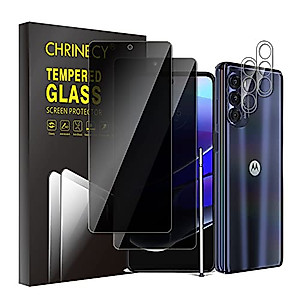 CHRINECY [4 Pack] 2Pack Privacy Screen Protector Compatible for Motorola Moto G Stylus 5G 2022 with 2Pack Camera Lens Protector, 9H Hardness,Anti Spy Anti Peeping Tempered Glass Screen Protector