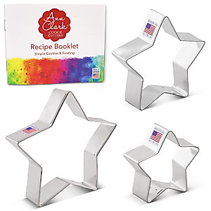 Star Cookie Cutters 3-Pc. Set Made in the USA by Ann Clark, 4", 3.25", 2.75" Shapes