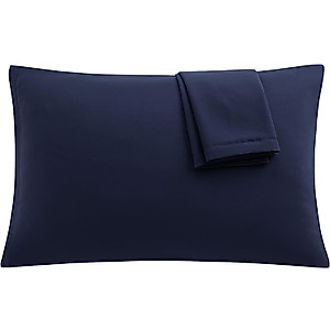 Saharbeddings Travel Pillow Case Cover 12 X 16 Inch Size Envelope Closure Set of 2 Piece Soft and Breathable 100% Egyptian Cotton (Toddler Travel Pillow Cover 12 X 16, Navy Blue)