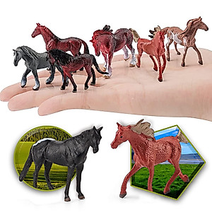WONWONTOYS 12PCS Realstic Mini Horse Figurines Toy Palyset Arabian Horse Hannover Horse Morgan Stallion Solid Steed Model Set Early Educational Cognitive Toy for Kids