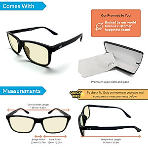 J+S Blue Light Reading Glasses for Women Men | 3 in 1 Readers Block Harmful Blue-Light 100% UVA UVB | 1.0+ to 3.0+ Diopter (Haka - Rectangle | Black Frame 1.5+)