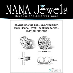 NANA Jewels Womens 925 Sterling Silver 7.5mm-3.00ct Rhodium Plated, Hypoallergenic Round Halo Stud Earring