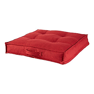 Happy Hounds Milo Square Tufted Pillow Dog Bed, Scarlet, Small (24" x 24")