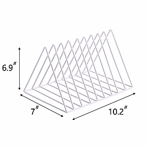 Sooyee 9 Slot White Magazine Holder,Desktop File Sorter Organizer Triangle Bookshelf Decor Home Office