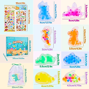 LEEHUR 48PCS Kawaii Squishies Mochi Squishy Toys for Party Favors Goodie Bags Stuffers, Stress Relief Squeeze Squishy Fidget Toys for Classroom Prizes Birthday Easter Egg Fillers with Storage Bag