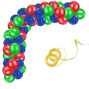 Blue Green Red Balloon Garland Arch Kit,45PCS 10inch Latex Balloons for Baby Shower Birthday Themed Party Decorations, Blue Red Green