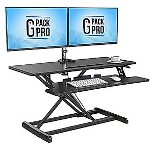 G-PACK PRO Standing Desk Converter - Height Adjustable Sit Stand Desk Riser up to 20.5" - Super Wide 37" Table fits Dual Monitors - 22 Ergonomic Adjustable Standing Desk Workstation Positions