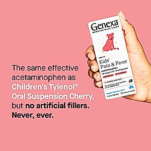 Genexa Children's Acetaminophen Pain and Fever Reducer | 160 mg per 5mL | Made with Delicious Organic Blueberry Flavor | 4 Fluid Ounces