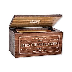 Dryer Sheet Holder for Laundry Room | Wooden Box Dryer Sheet Dispenser | Farmhouse Laundry Room Decor Accessories | Dryer Sheet Container with Lid | Laundry Room Organization Storage Container (Brown) | Laundry Softener Dispenser Sheets