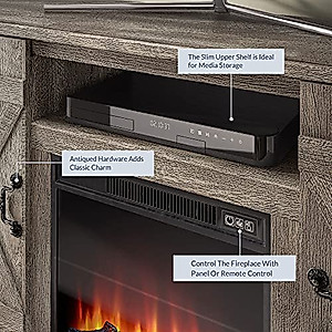 BELLEZE 47 Inch TV Stand with 18 Inch Electric Fireplace & Media Entertainment Center Fireplace TV Stand Console Table for TV up to 50 Inch with Open Storage Shelves & Cabinets, Ashland Pine