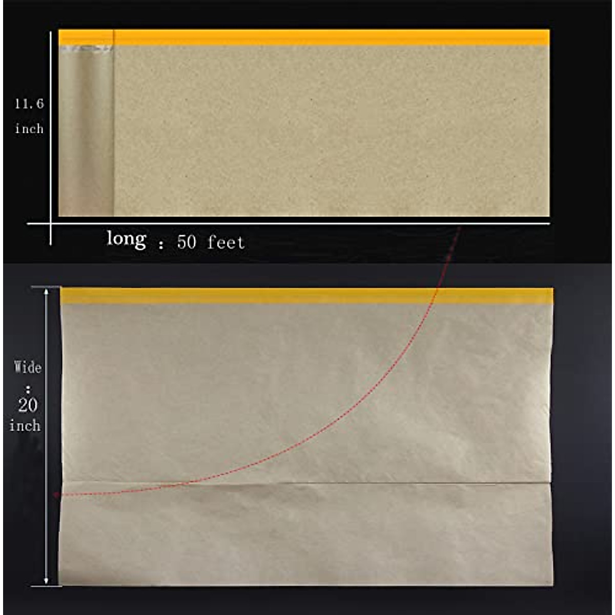 xianshengle Tape and Drape, Masking Paper, Auto Body Masking Paper, Masking Paper for Painting, for Painting, Auto Body Masking, Floor Protection, Wall Covering（Unfold 20 inches Wide X 50 feet Long）