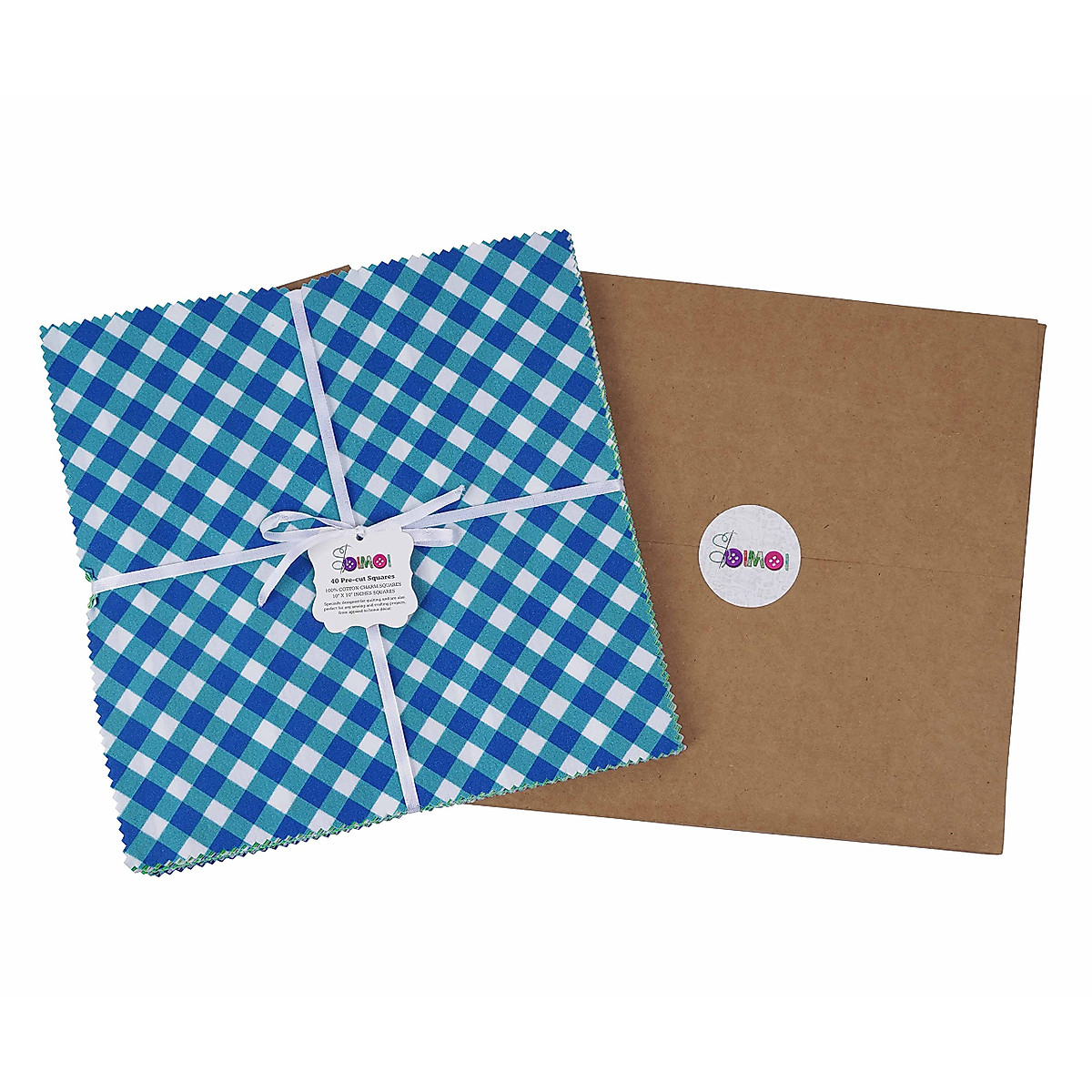 Soimoi Precut 10-inch Check Prints Cotton Fabric Bundle Quilting Squares Charm Pack DIY Patchwork Sewing Craft- Blue & Sea Green