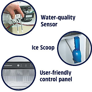 Scotsman CU50GA Undercounter Gourmet Cube Ice Maker with Bin and Gravity Drain, 64 lb/24 hr, Air Cooled, 115V/60/1-ph