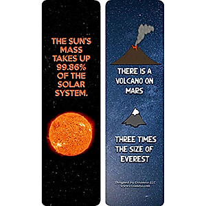 Creanoso Space Fun Facts Bookmarks (30-Pack) – Bookmarker Cards Bulk Set – Premium Gift for Men & Women, Adults, School Children– Giveaway Tokens Gift Ideas – Science Rewards Incentives Book Clippers