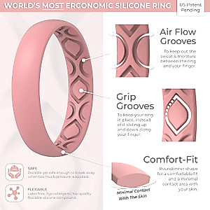 ThunderFit Women Breathable Eternity Pattern Silicone Wedding Rings Anniversary Bands 4mm Wide 1.5mm Thick - 1/2/3/4/5/7/8/9/10/12 Variety Multipack