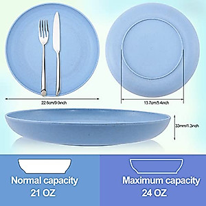 Dwrttow 12 Pack Wheat Straw Plates,9 Inch Lightweight Straw Plates,Plastic Plates Reusable,Unbreakable Deep Dinner Plates,Perfect for Dinner Dishes,BPA free & Eco-Friendly,Dishwasher & Microwave Safe