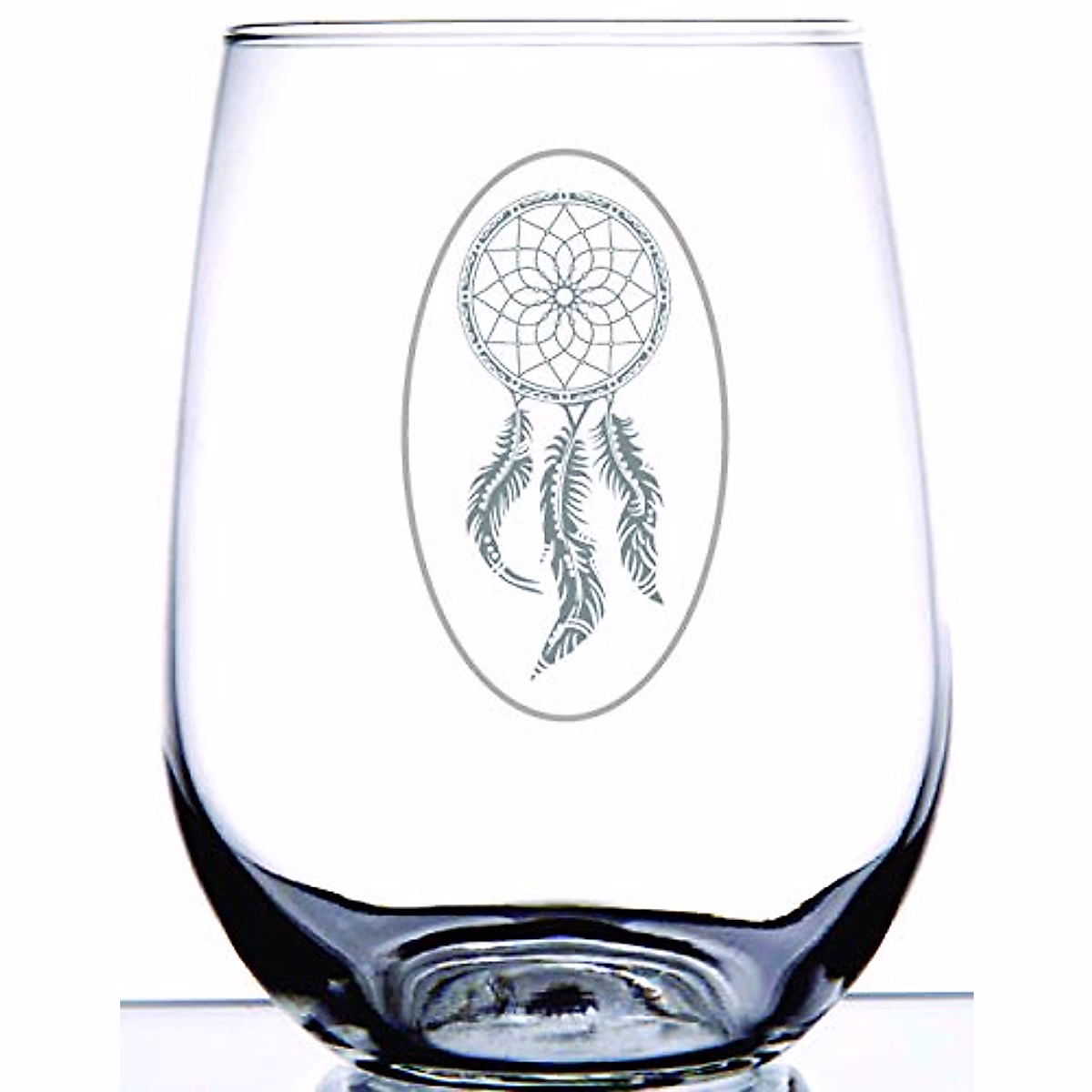IE Laserware Native American - Stemless Wine Glass - Dream Catcher - Etched Glass - Great for any wine lover - Birthday, Housewarming, Wedding or add to your bar collection