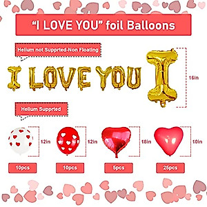 Valentine Day Decoration, I Love You Balloons Teddy Bear Red Heart Balloons Set with 1000 Pcs Silk Red Rose Petals for Anniversary Romantic Decorations, Valentine's day party Wedding Flower Decoration