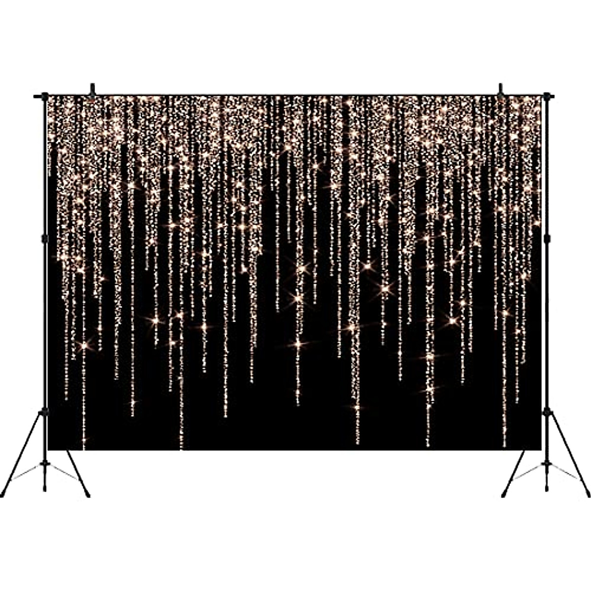 Aperturee Glitter Rose Gold and Black Backdrop 7x5ft Sweet 16th Birthday Girls Photography Background Women Bridal Shower Kids Portraits Baby Shower Party Decorations Banners Photo Studio Props