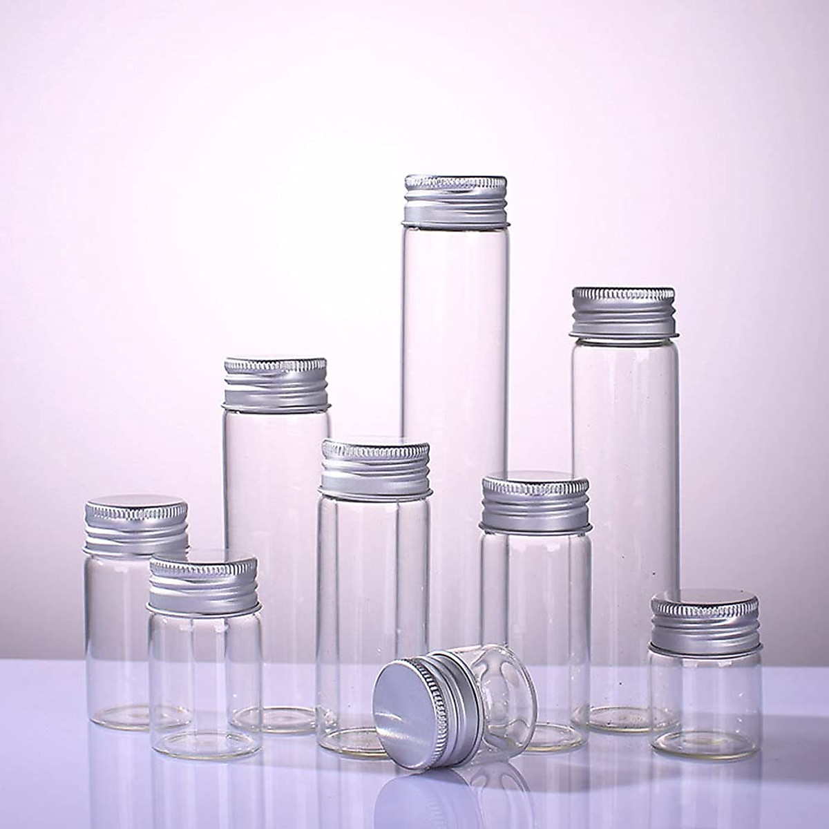 Cabilock 10pcs Clear Flat Glass Test Tubes with Screw Caps Large Test Tubes Containers for Bath Salt Candy Storage 80ml