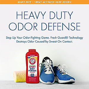 Arm & Hammer Sport Body Powder, Powder for Men and Women, Fresh Feeling, Talc Free, Aluminum Free Odor Defense with Baking Soda