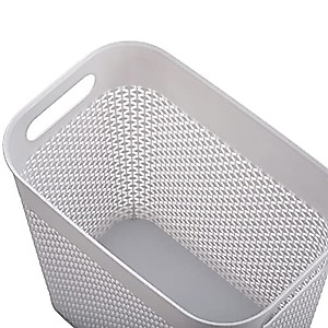 Elsjoy Set of 3 Plastic Trash Can Slim Waste Basket, 3 Gallon Garbage Can with Handles, Hollow-Out Rubbish Bin for Bathroom, Kitchen, Office, Dorm, Gray