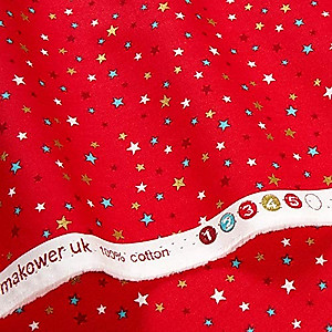 Andover/Makower UK Let It Snow Multi Stars Red, Quilting Fabric by the Yard