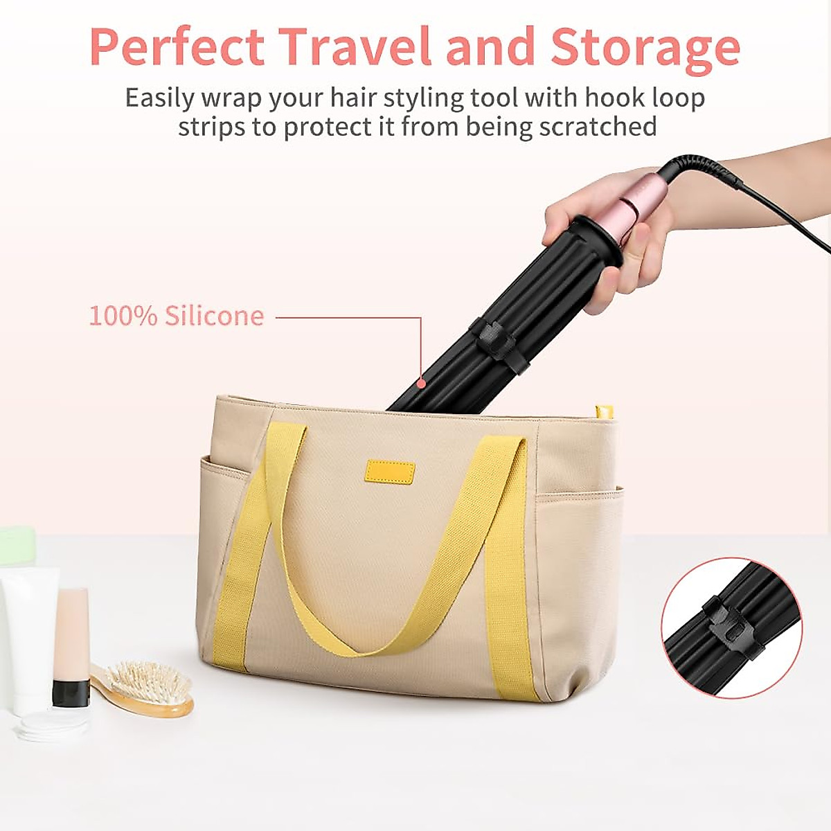 Large Silicone Heat Resistant Mat, Hot Tools Straightener Mat, Professional Heat Mat for Curling Iron, Flat Iron and Hair Styling Tools, Silicone Mat for Hair Tools, with Sticky Fastener (Black)