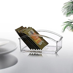 BESTonZON Tea Bag Organizer Acrylic Tea Bag Holder Clear Plastic Tea Box for Tea Bags Dispenser Office Supplies Crafts and Small Items
