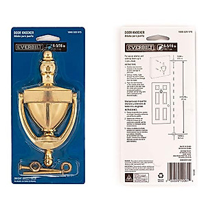 Everbilt 6-5/16 Inches Bright Brass Door Knocker - Steel Construction with a Decorative Finish - Heavy Duty Front Door Hardware with Screws