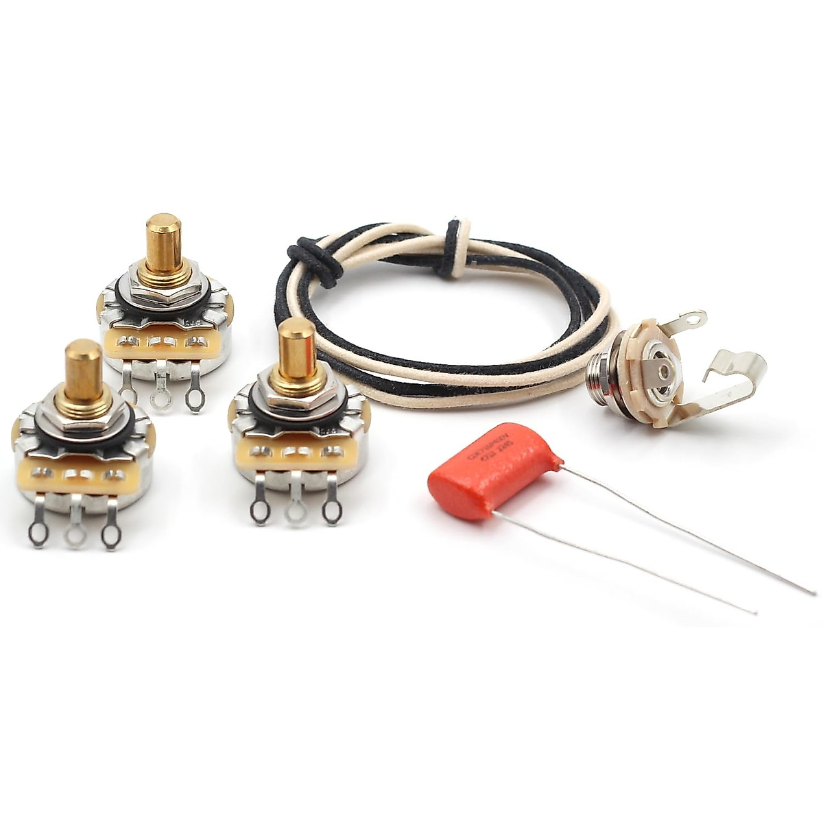 The Art Of Tone TAOT Wiring Kit for Jazz Style Bass - Solid Shaft - Orange Drop Cap