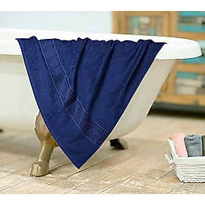Belizzi Home Cotton 2 Pack Oversized Bath Towel Set 28x55 inches, Large Bath Towels, Ultra Absorbant Compact Quickdry & Lightweight Towel, Ideal for Gym Travel Camp Pool - Navy Blue