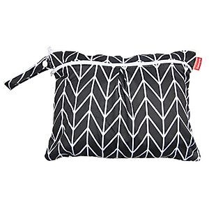 Damero 3pcs Travel Wet and Dry Bag with Handle for Cloth Diaper, Pumping Parts, Clothes, Swimsuit and More, Easy to Grab and Go, Black Arrows