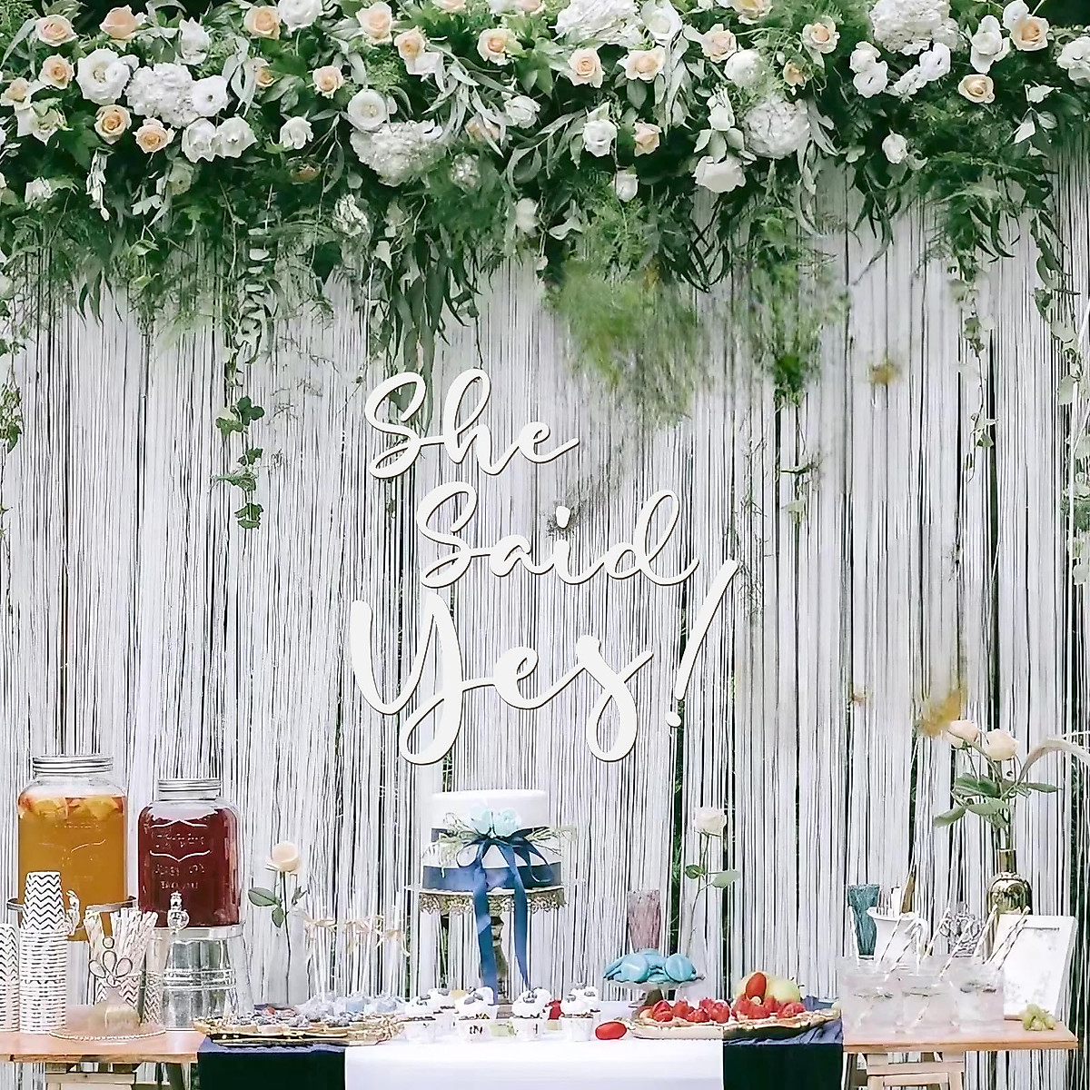 Urwonderbox She Said Yes Wooden Sign Propose Engagement Marry Me Wedding Party Wall Decor Sign Bachelorette Bridal Shower Party Bedroom Sign Decorations(White, Large)