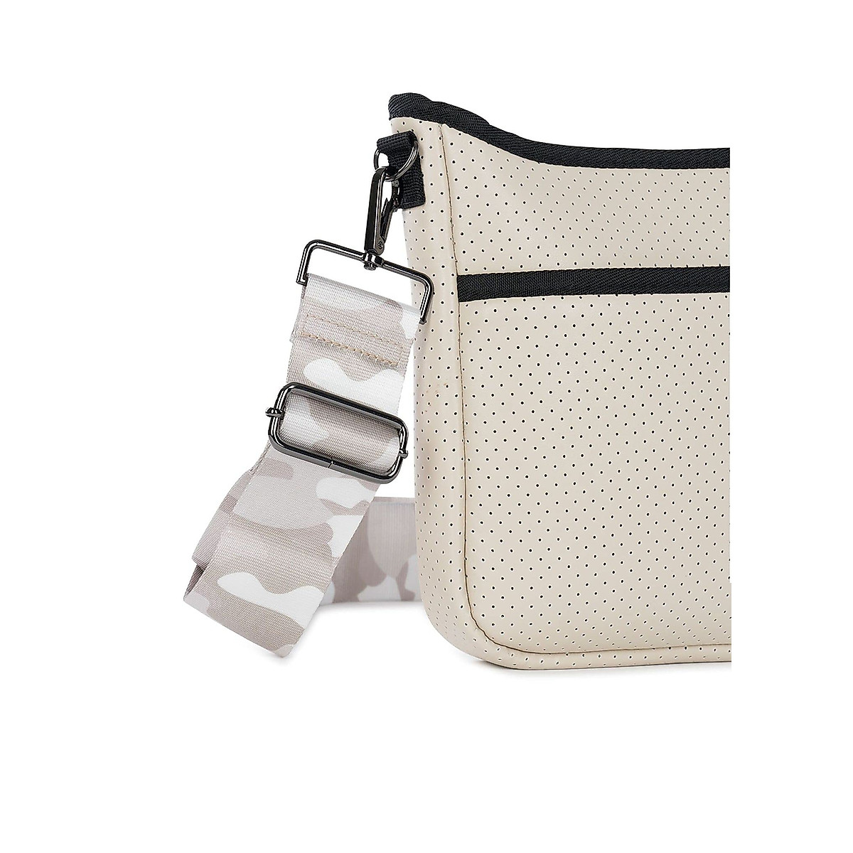 Haute Shore - Jeri Lady Crossbody Tote, Beige W/Beige Camo and Gold Chain Strap