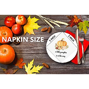 A Little Pumpkin is On The Way Napkins, He or She Pumpkin Napkins, A Little Pumpkin is On The Way Baby Shower, Boy Girl Little Pumpkin Baby Shower Gender Reveal Party Decorations (5 x 5 In, 50-Pack)