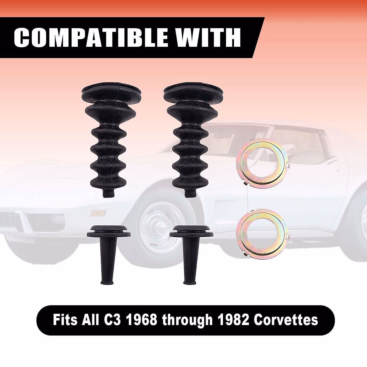 OLIMPOCICLI C3 Corvette Headlight Actuator Rod Seal 3 Piece Dual Kit for Both Headlights Fits: 68 Through 82 Corvettes